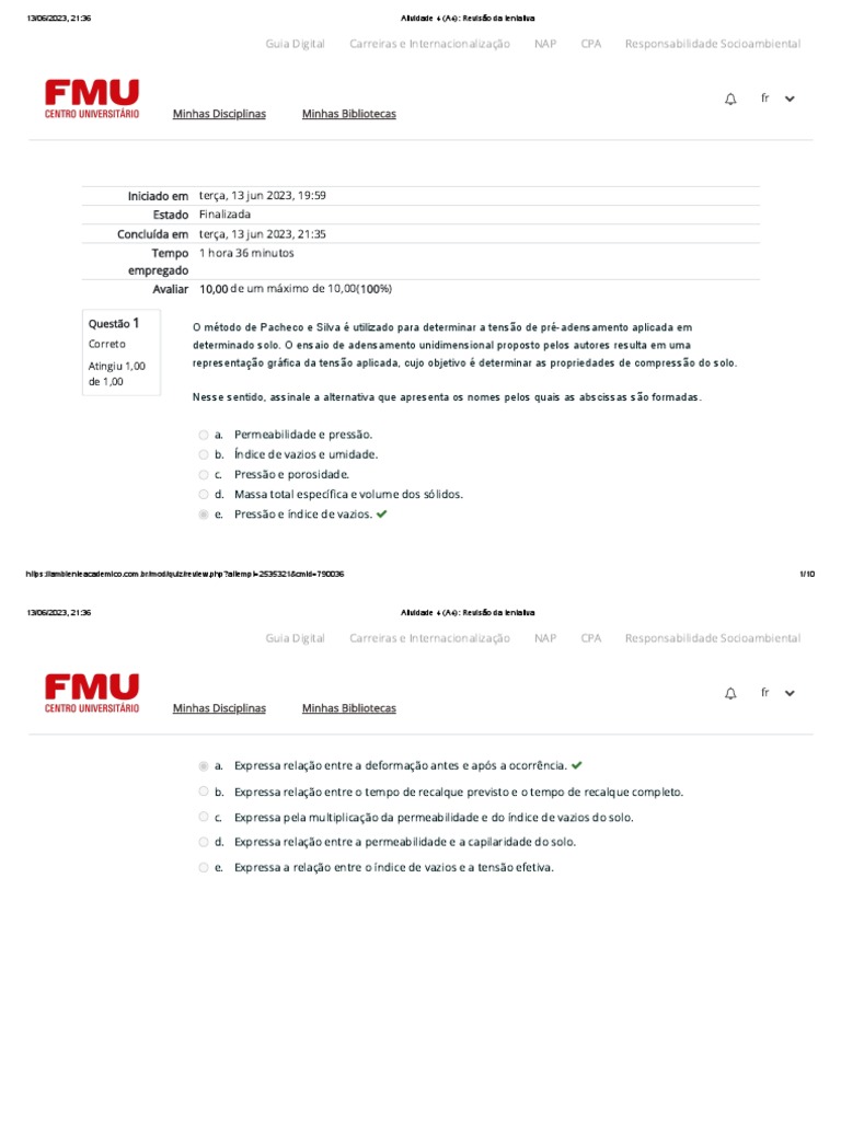 Atividade 4 (A4) - Revisão Da Tentativa | PDF | Estresse (Mecânica) | Módulo de Young