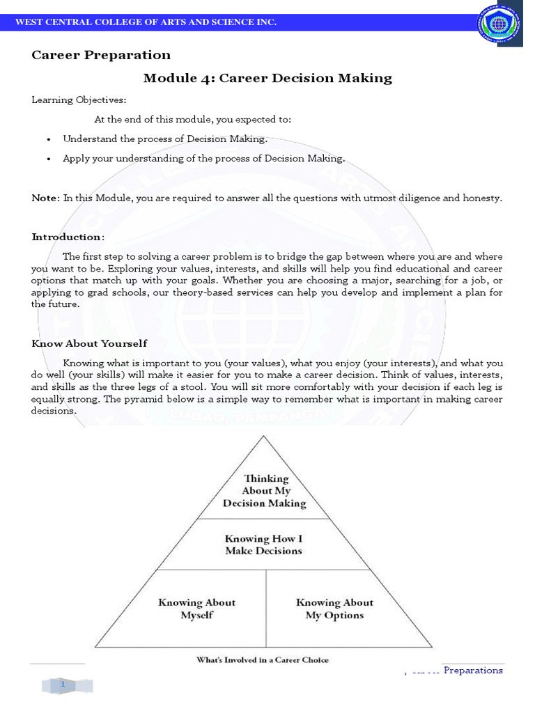 Module 4 Career Decision Making | Download Free PDF | Decision Making ...