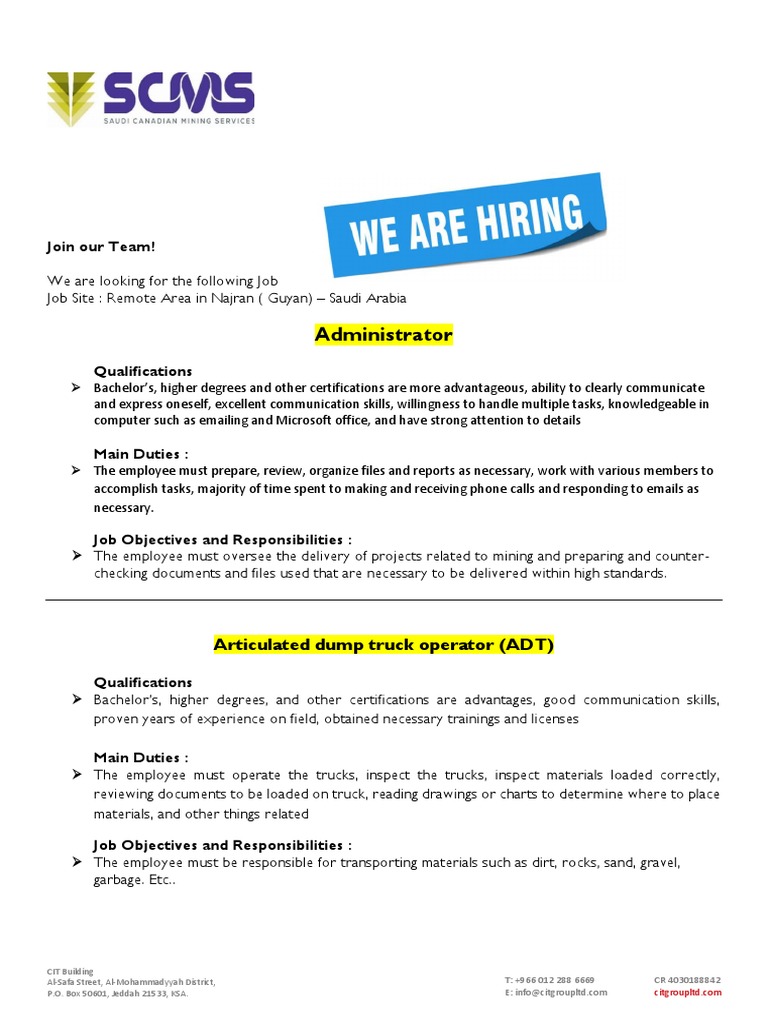 ADMINISTRATOR SCMS Vacant Positions | PDF | Surveying | Employment