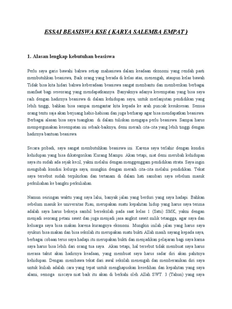 Essai Beasiswa Kse | PDF