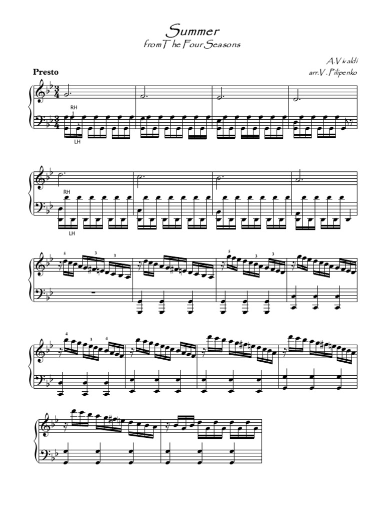 A. Vivaldi "Summer" (Piano) | PDF