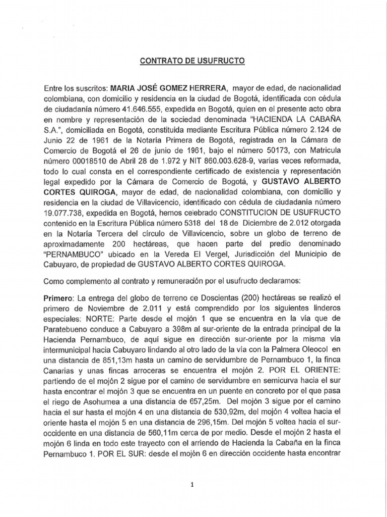 Contrato Usufructo | PDF