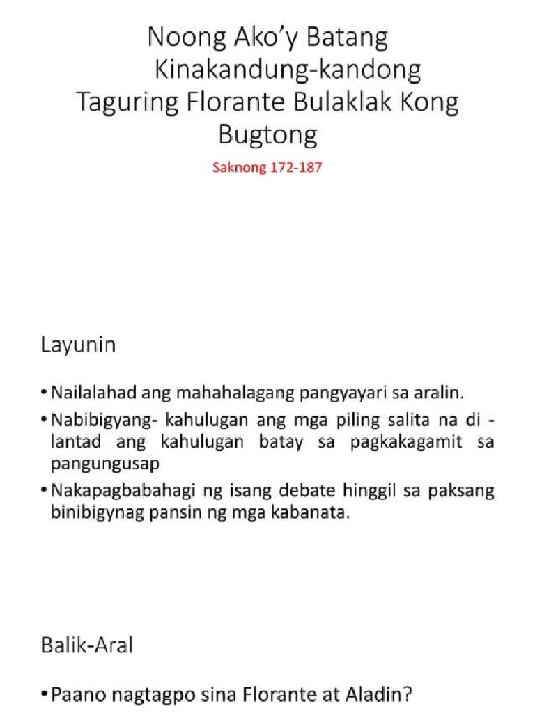 Florante at Laura Aralin 15-17 | PDF