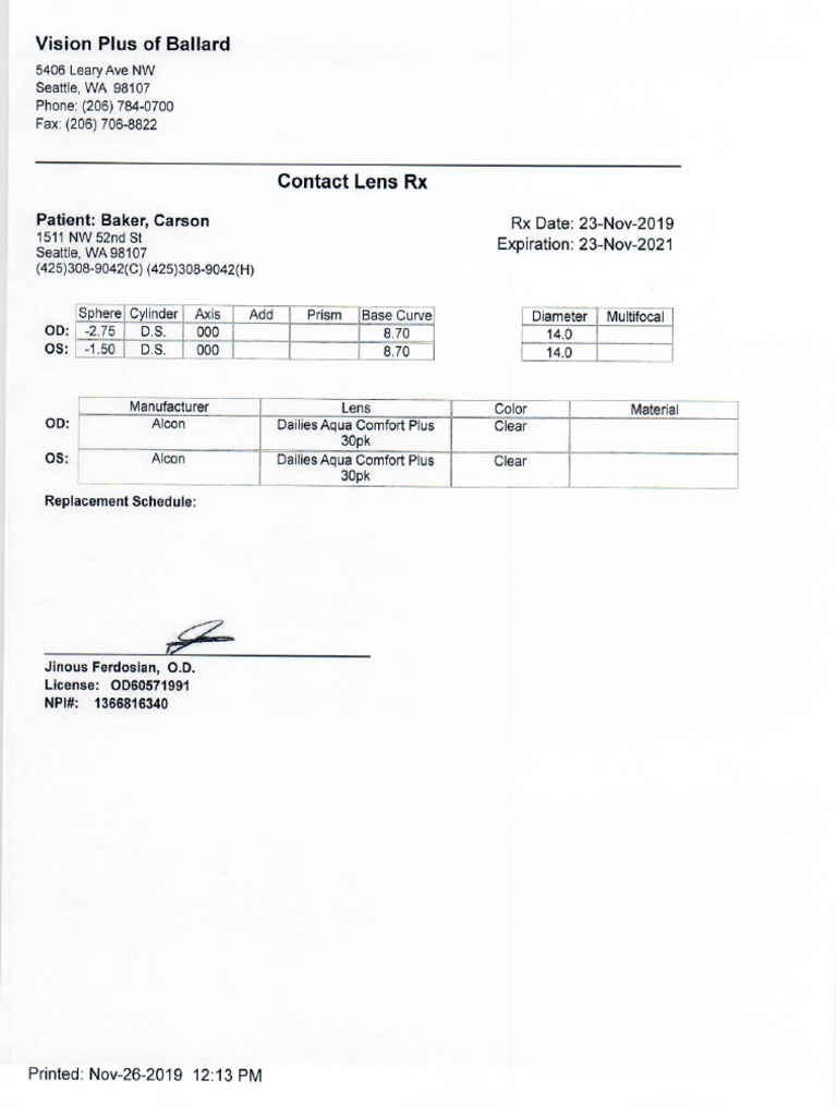 2019 Eye Prescription | PDF | Ophthalmology | Equipment