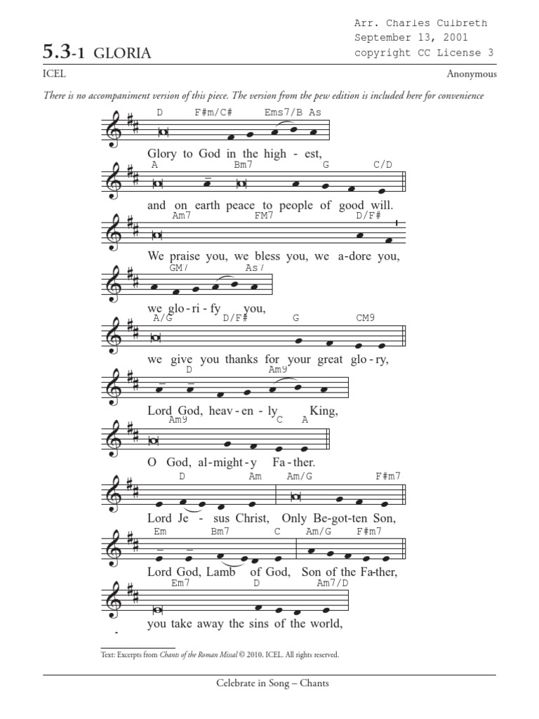 5.3 Gloria Suggested Chords | PDF | Worship | Catholic Church