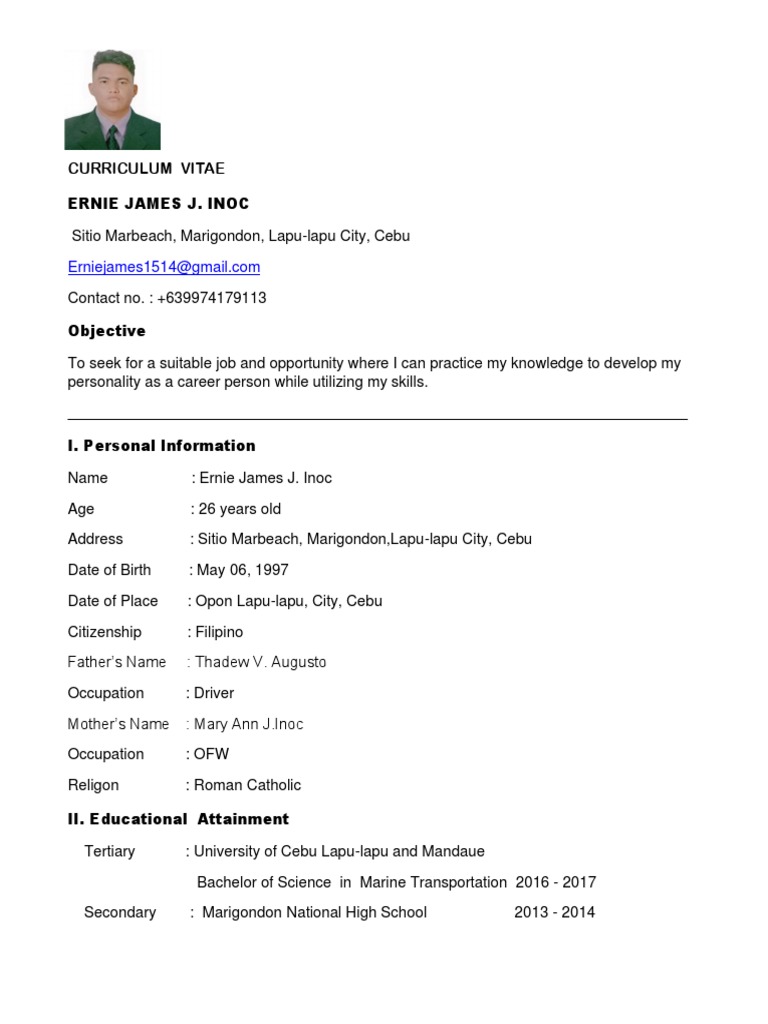 Curriculum Vitae Ernie James | PDF