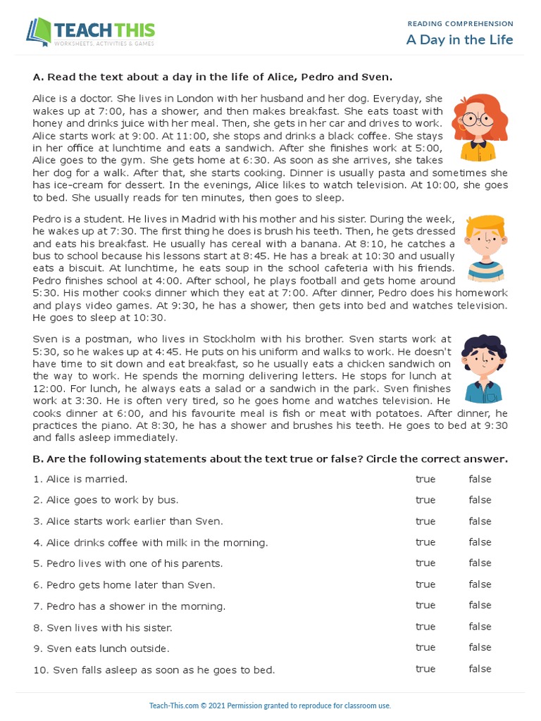 Reading Simple Presente Primerosss | PDF | Lunch | Meal