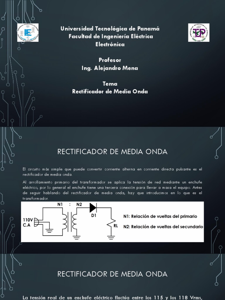 Rectificador de Media Onda PDF | PDF | Rectificador | Corriente eléctrica