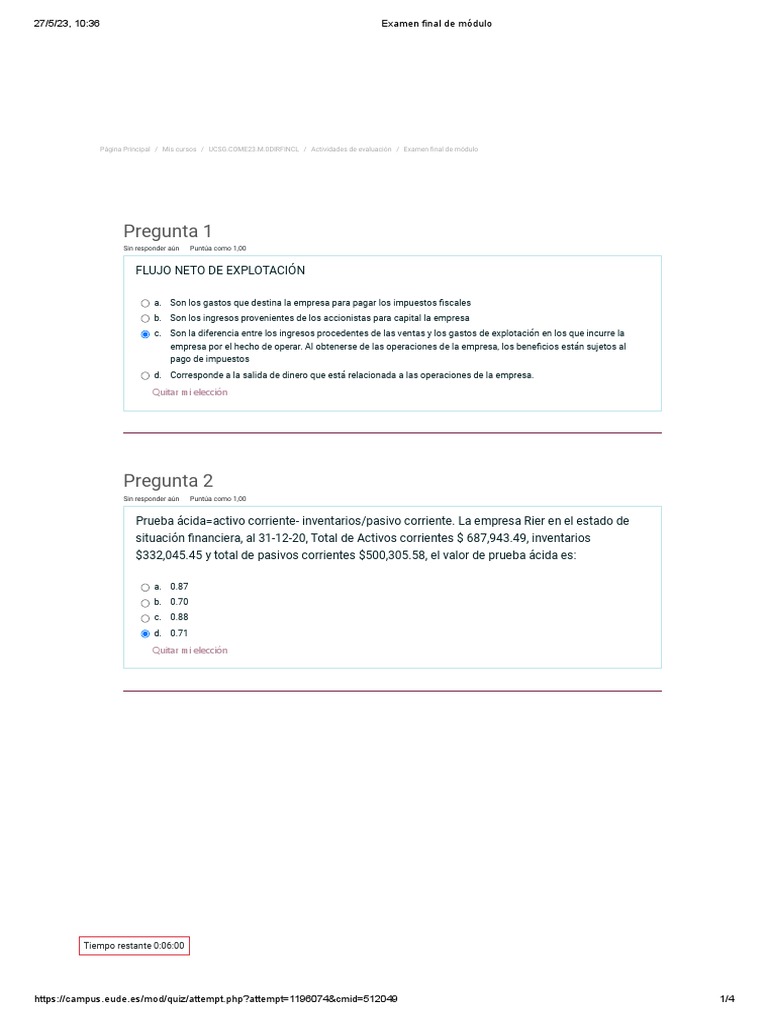 Examen Final de Módulo Finanzas | PDF | Hoja de balance | Capital de ...