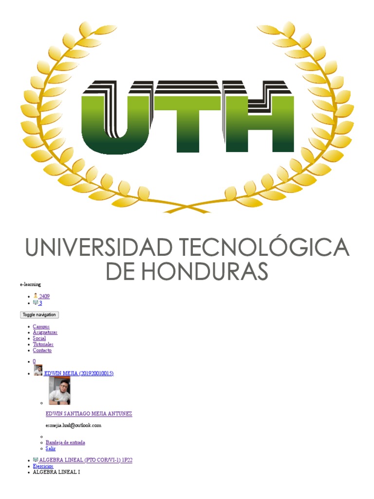 Uth E-Learning - Algebra Lineal (Pto Cor - Vi-1) 1p22 Segundo Parcial | PDF | Álgebra