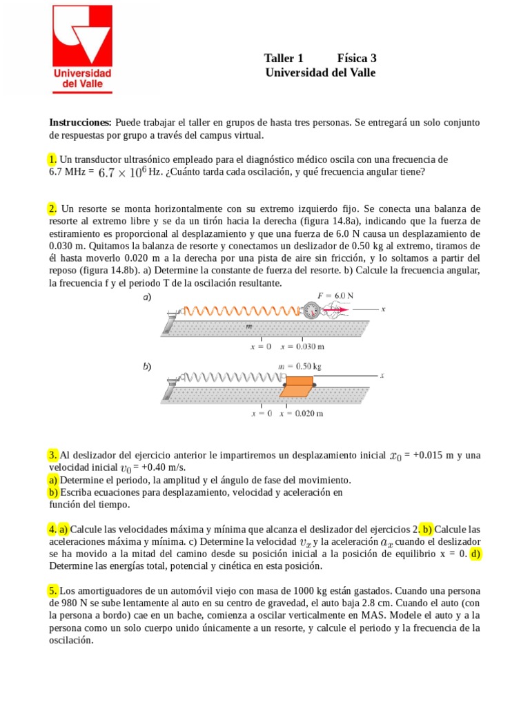 Taller 1 Fis3 | PDF | Oscilación | Frecuencia