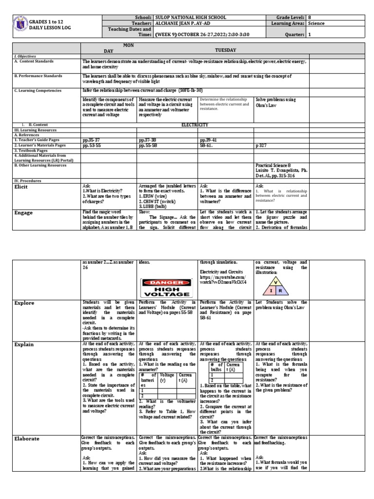 G8 DLL Electricity | PDF | Voltage | Electrical Resistance And Conductance