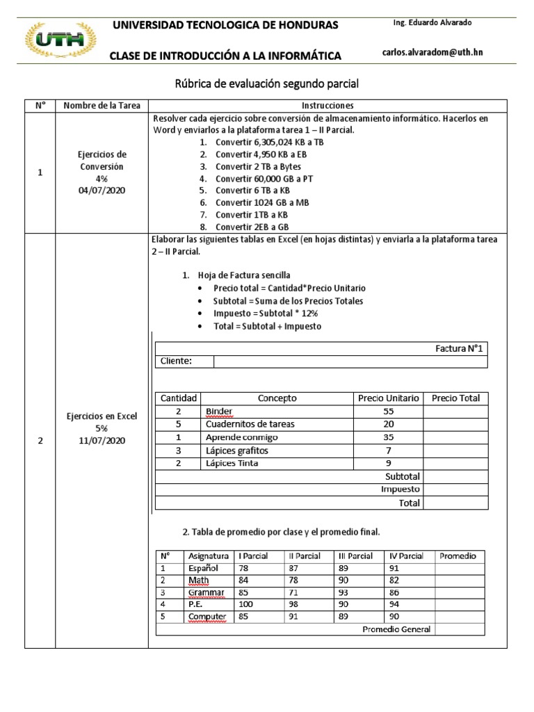 Rubrica de Evaluacion Segundo Parcial | PDF | Informática