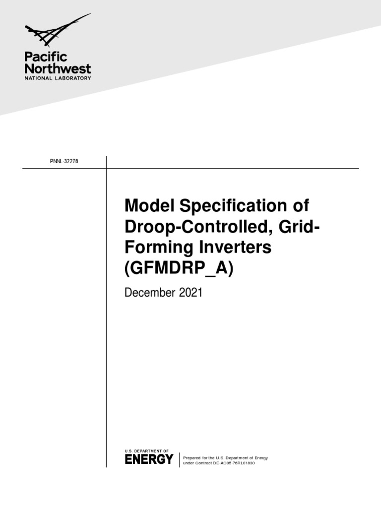 Model Specification of Droop-Controlled, Grid-Forming Inverters - PNNL ...