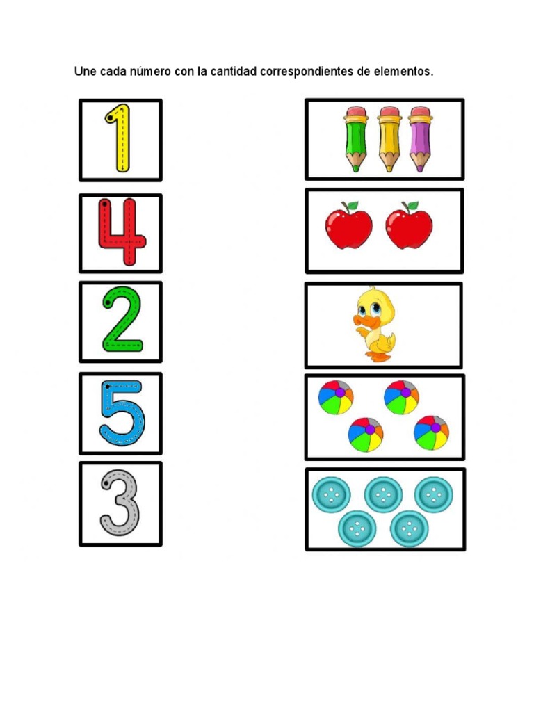 Une Cada Número Con La Cantidad Correspondientes de Elementos | PDF