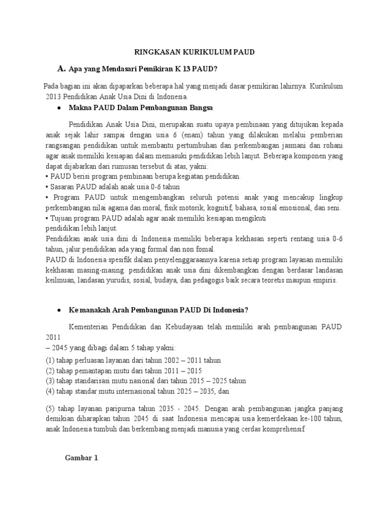 Kurikulum 2013 PAUD: Dasar dan Arah Pembangunan | PDF