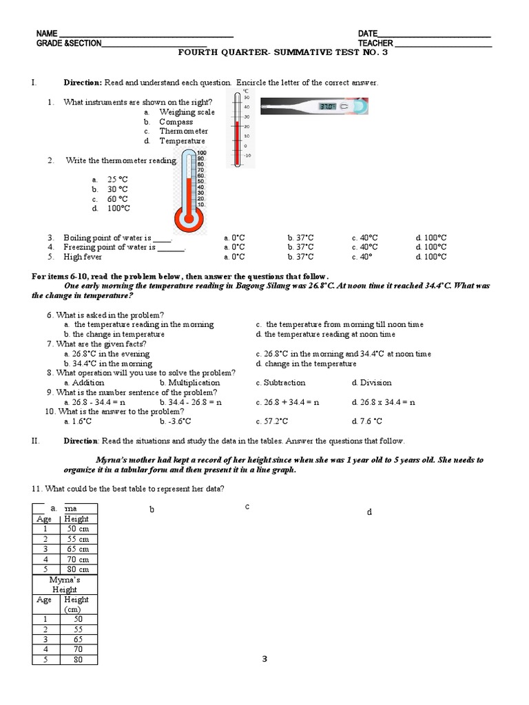 Q4 SUMMATIVE TEST 3 Mathematics | PDF