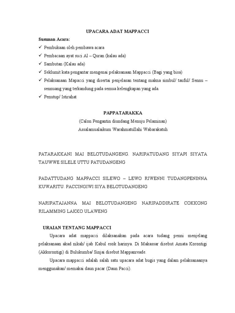 Makna Upacara Adat Mappacci | PDF | Seni & Disiplin Bahasa