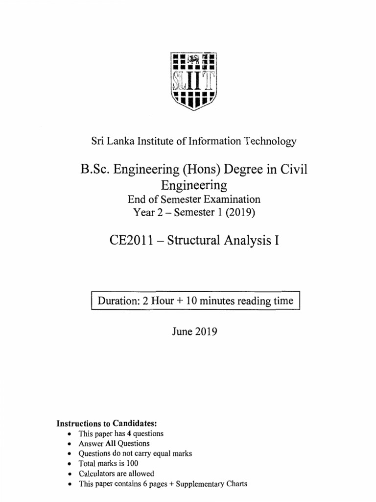 CE2011 - Structural Analysis I | PDF | Beam (Structure) | Bending