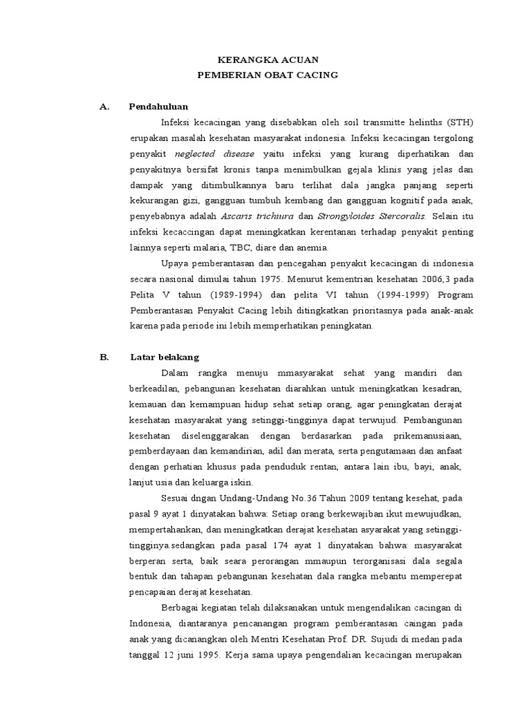 KAK Pemberian Obat Cacing | PDF | Kesehatan Holistik | Sains & Matematika