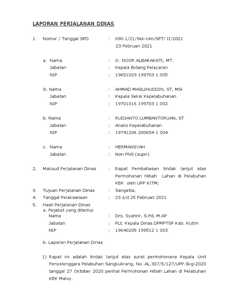 LAPORAN DINAS Sangatta Hibah Lahan | PDF