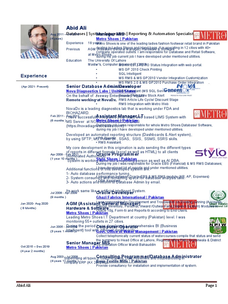 CV Abid Ali 20211218 | PDF | Business