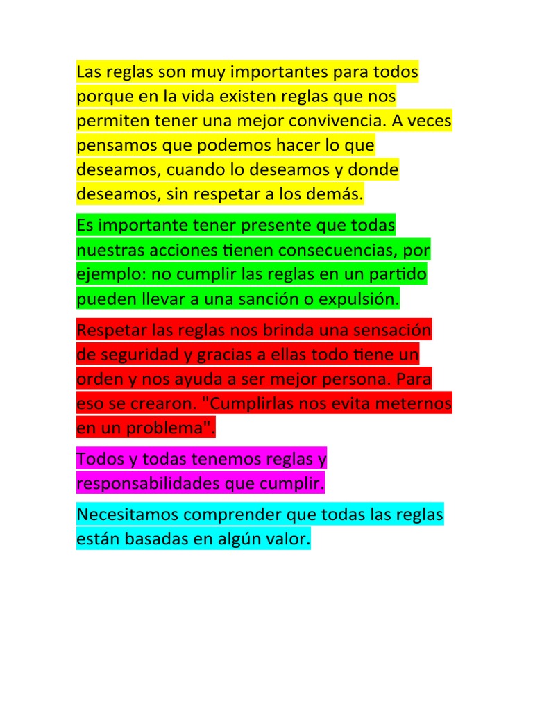 Las Reglas Son Muy Importantes Para Todos Porque en La Vida Existen ...