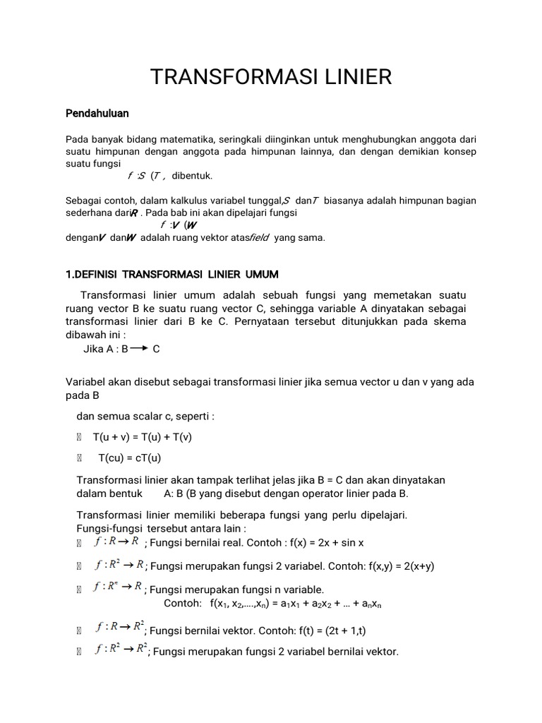 Transformasi-Linier Pertemuan 10 Online 8-1 | PDF
