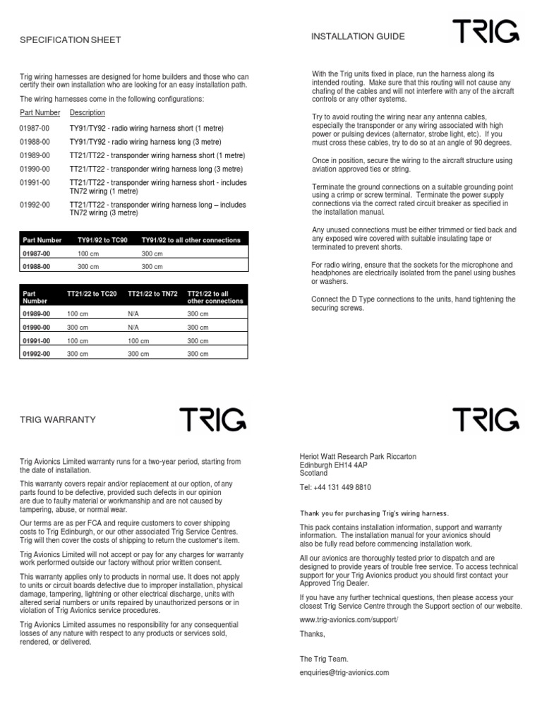 Trig Wiring Harness Installation Guide | PDF | Electrical Wiring ...