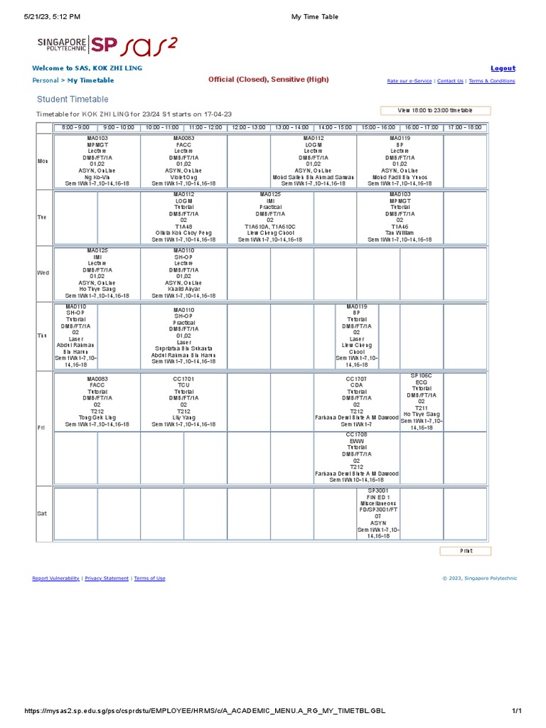 Timetable | PDF