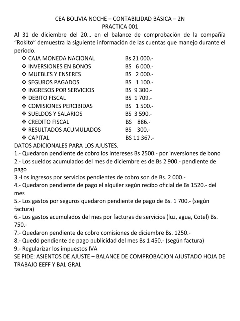 Ajustes Contables para Rokito 2021 | PDF