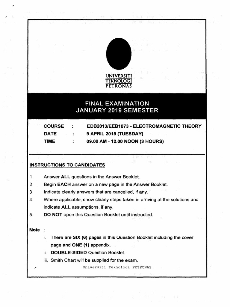 EMT Final Exam Question Paper | PDF | Electric Power Transmission ...