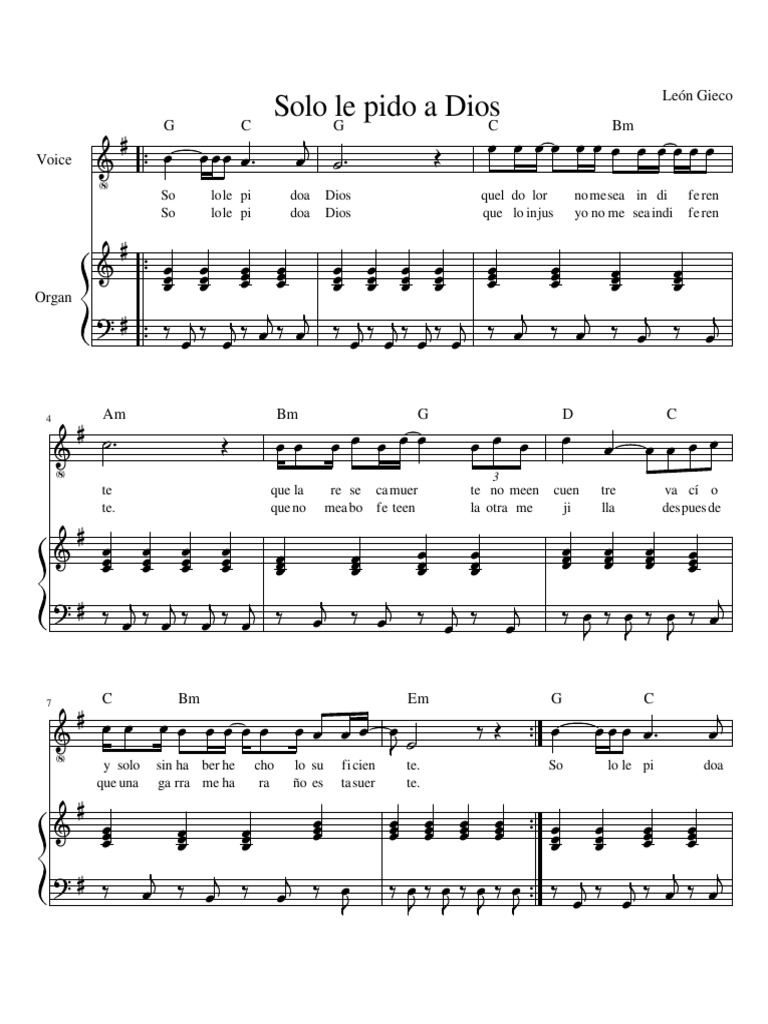 Solo Le Pido A Dios. Piano | PDF