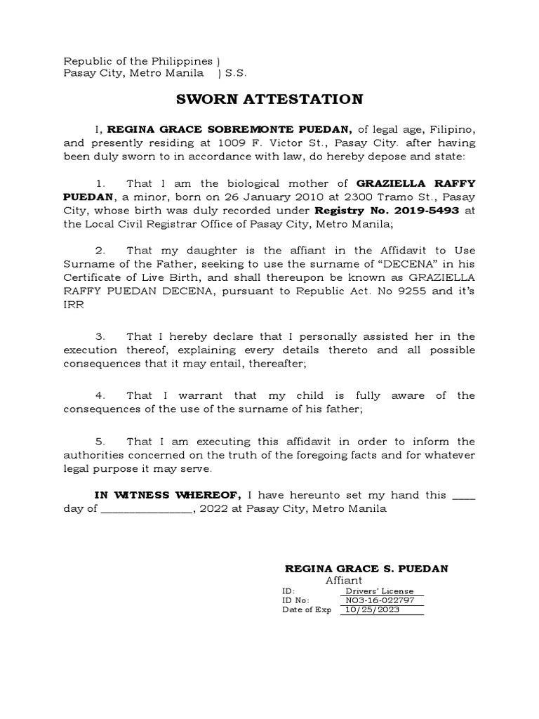 Sworn Attestation | PDF