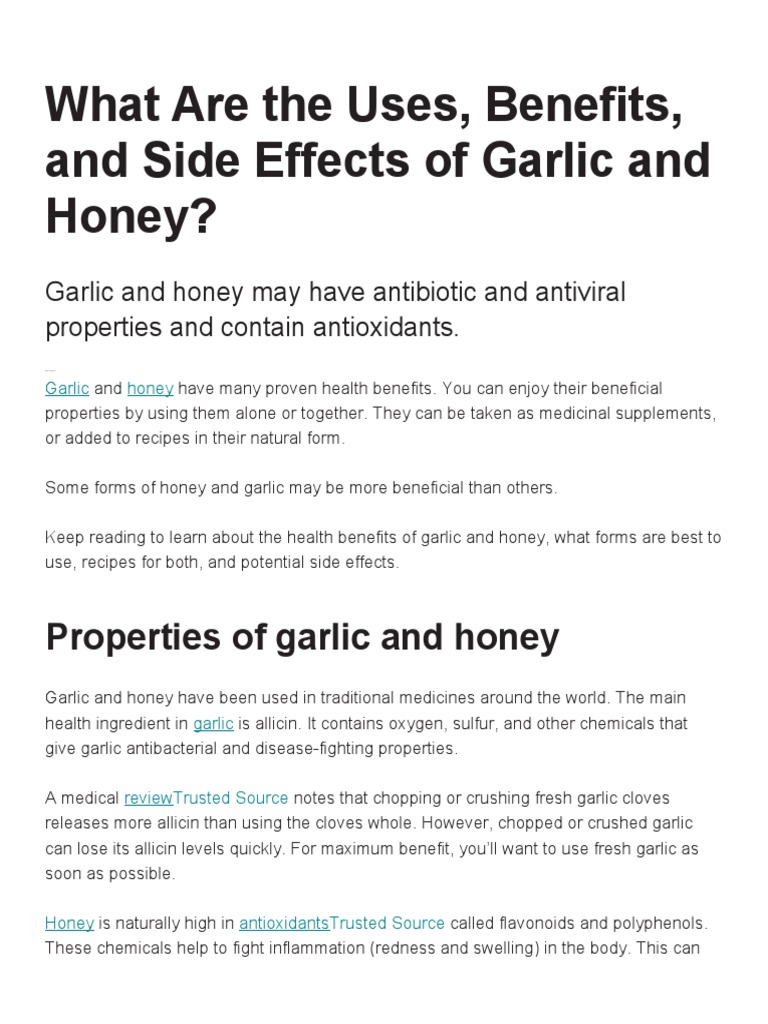 What Are the Uses Garlic and Honey | PDF | Garlic | Honey