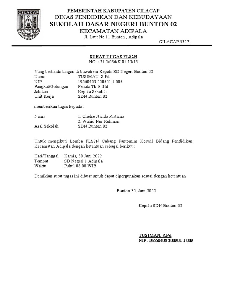 Surat TUGAS FLS2N | PDF