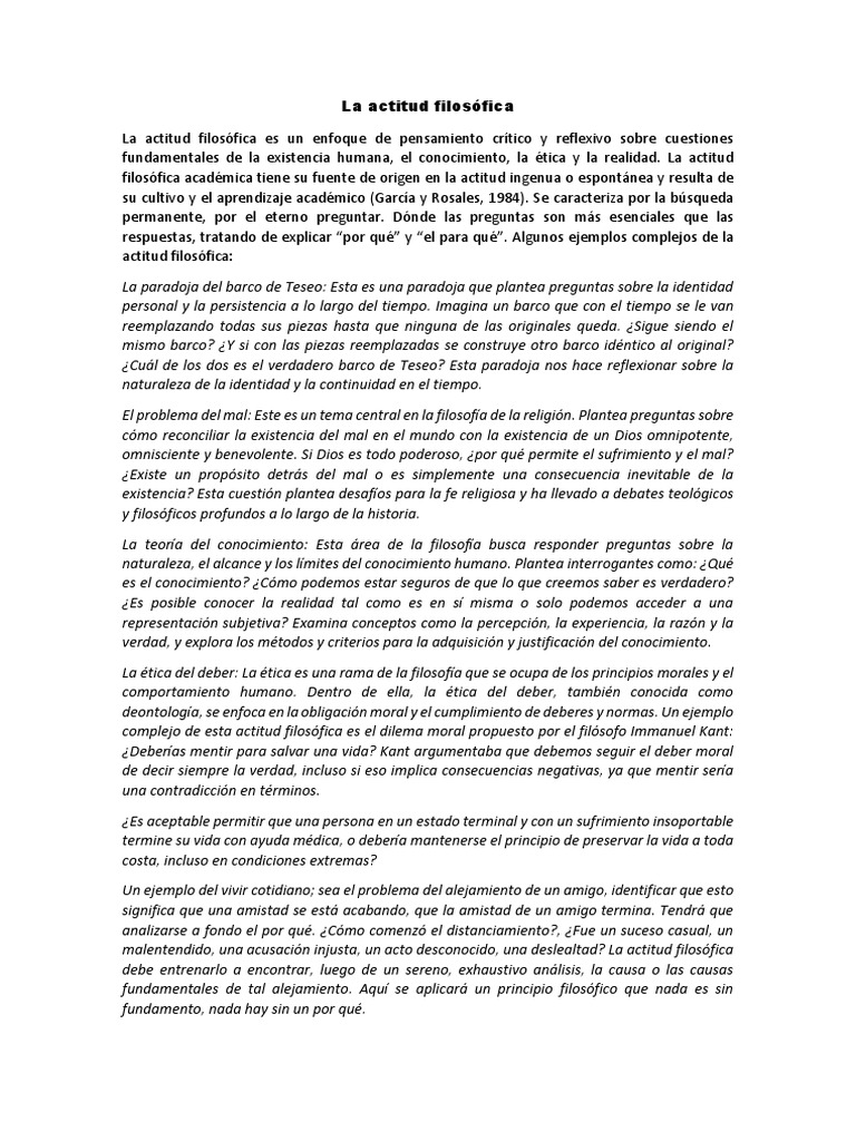 Actitud Filosófica: Definición y Ejemplos | PDF | Conocimiento ...