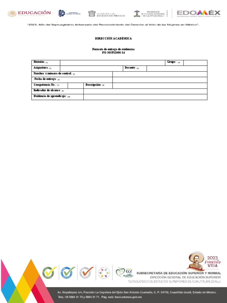 Formato de Entrega de Evidencias | PDF Formato de Entrega de Evidencias | PDF