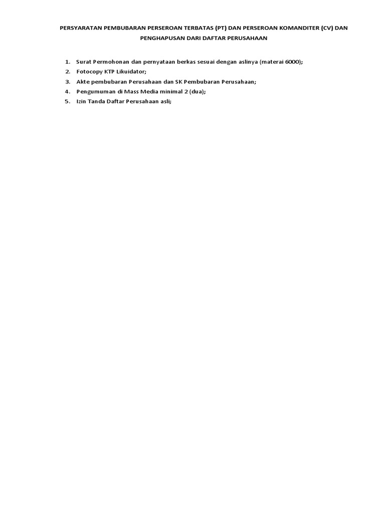 Siup TDP Pembubaran PT Dan CV | PDF