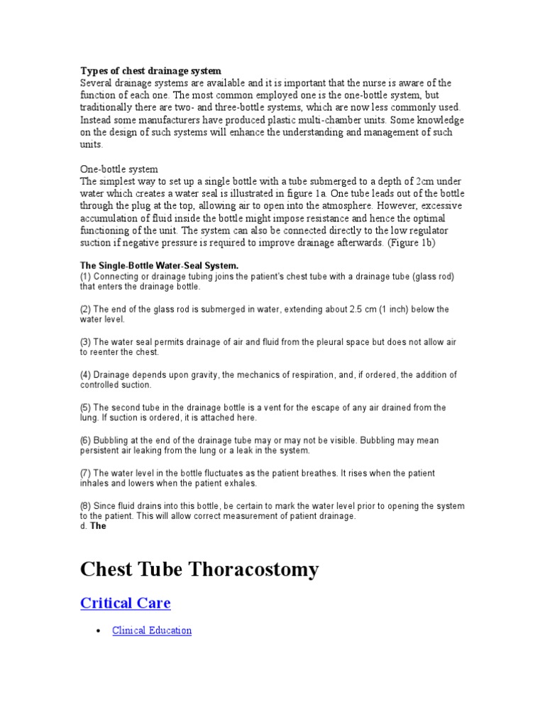Types of Chest Drainage Systems | PDF | Thorax | Lung