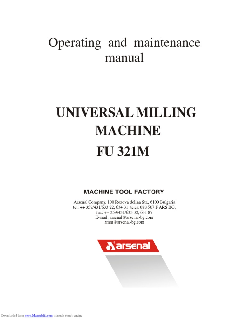 Operating and Maintenance Manual: Universal Milling Machine FU 321M | PDF | Switch | Machines