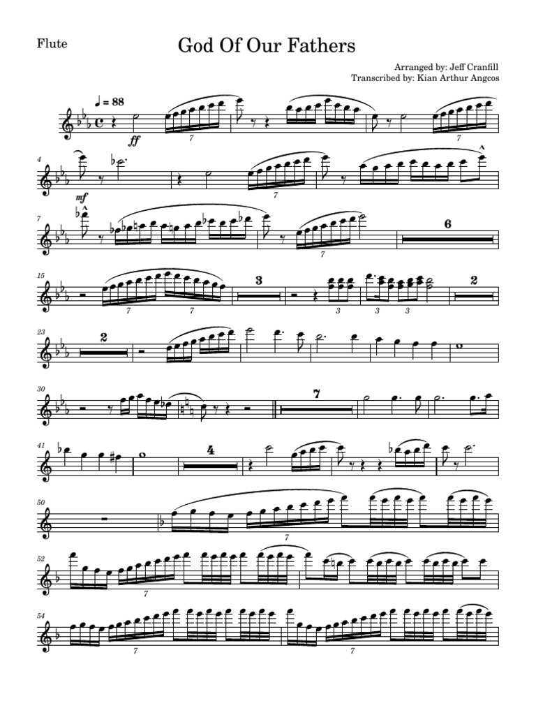 God of Our Fathers - Flute Arrangement | PDF