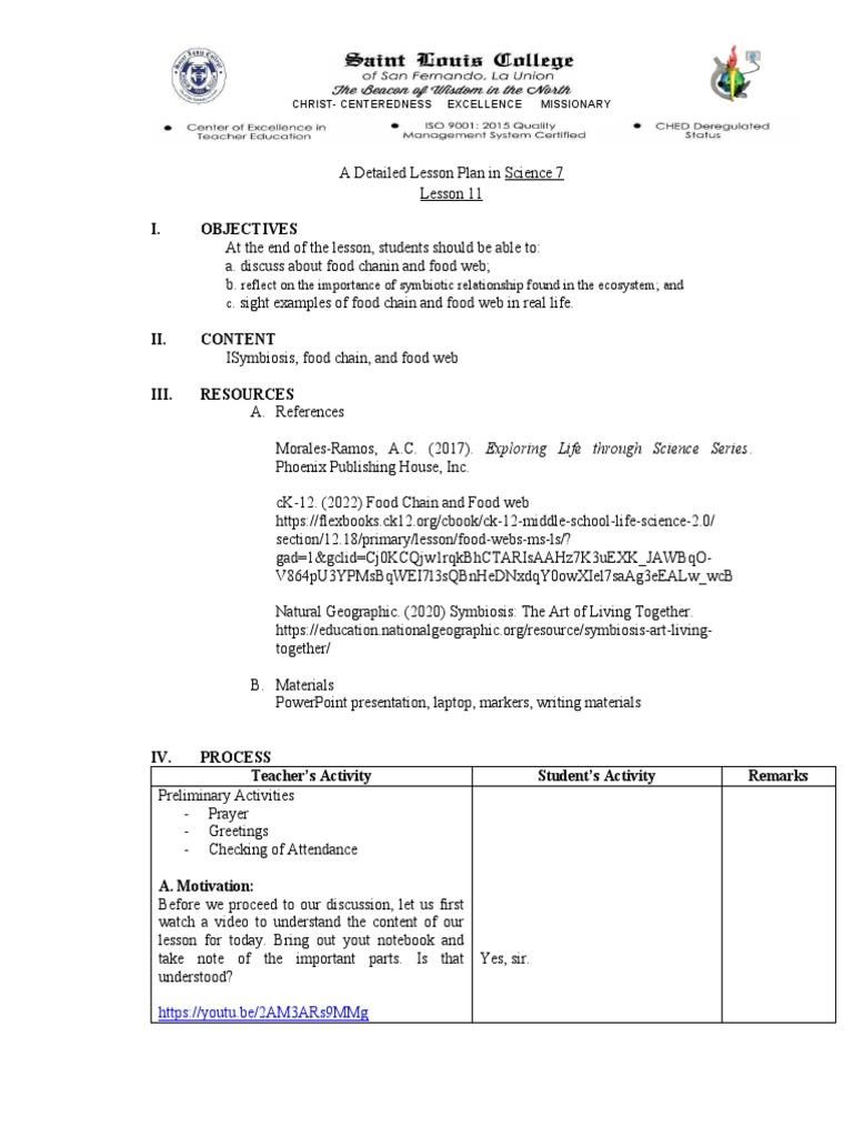 Lesson Plan - Symbiosis | PDF | Symbiosis | Biological Interactions