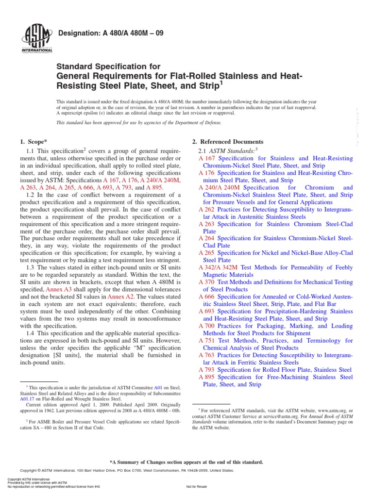 Astm A 480-2009 | Download Free PDF | Rolling (Metalworking) | Heat ...