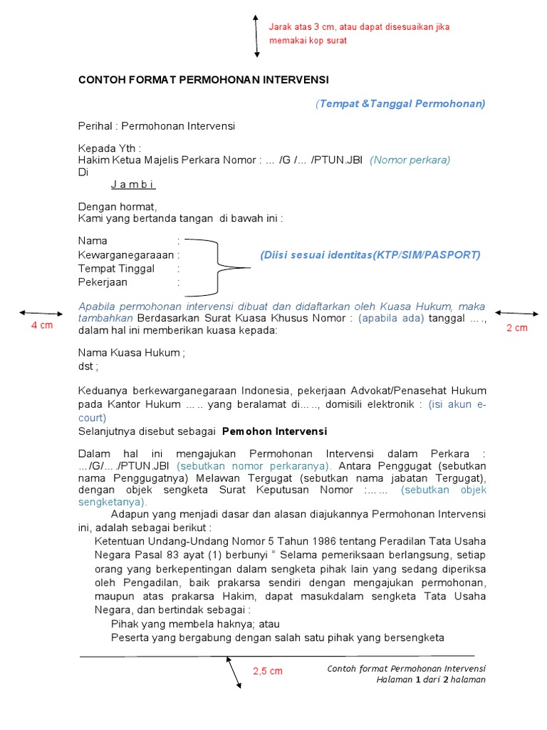 4.format Permohonan Intervensi | PDF
