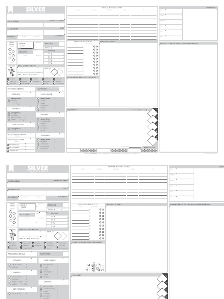1029713-SILVER_Character_Sheet.v1.16 | PDF | Tabletop Games | Role ...