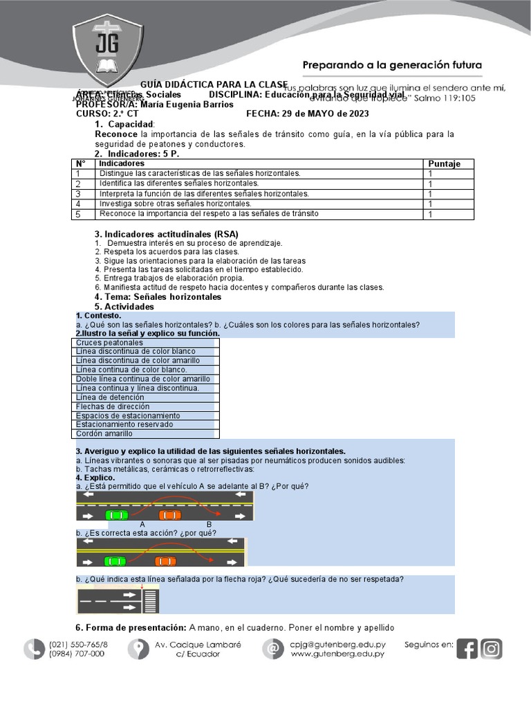 2CT Guía Didáctica Educación para La Seguridad Vial 29 de Mayo | PDF