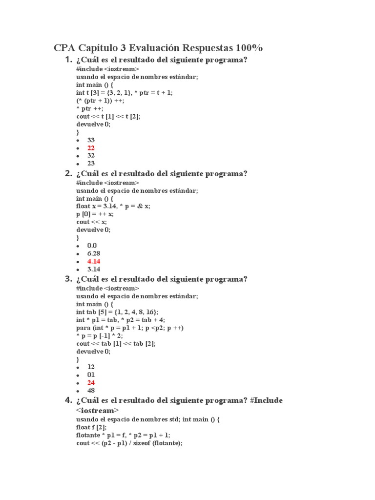 CPA Capítulo 3 Evaluación Respuestas 100 | PDF | Programación de ...