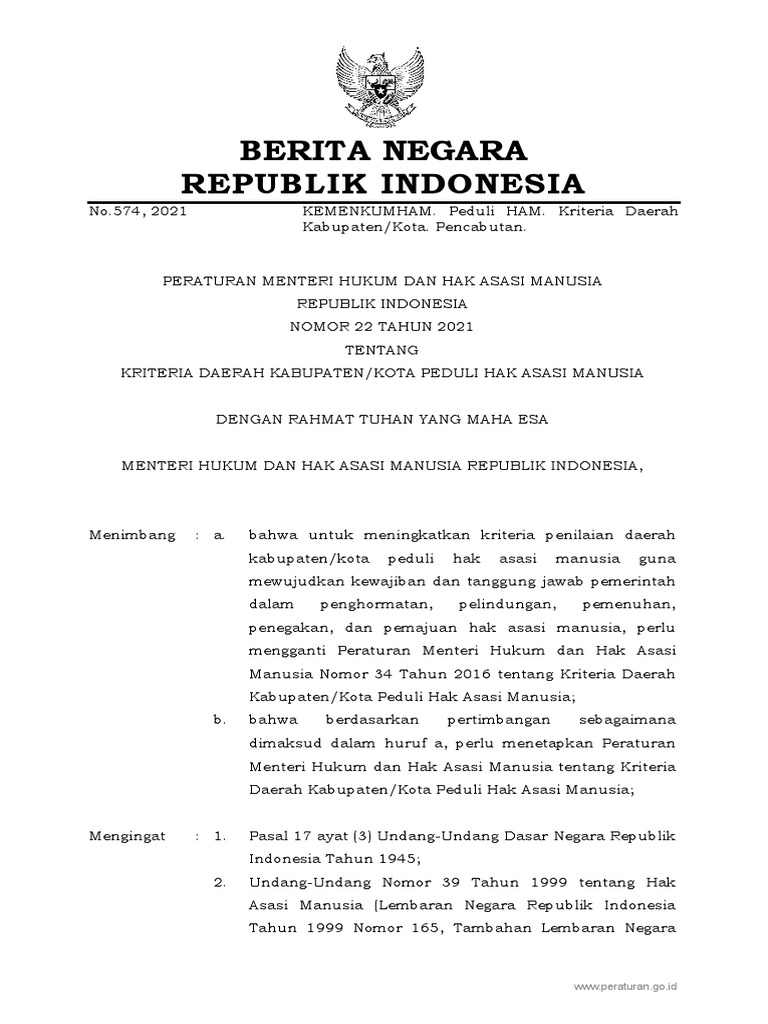 Permenkumham No.22 Tahun 2021 | PDF