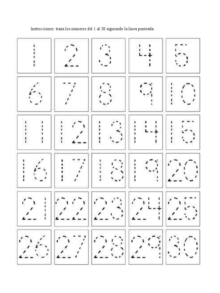 Números 1 Al 30 Linea Punteada | PDF